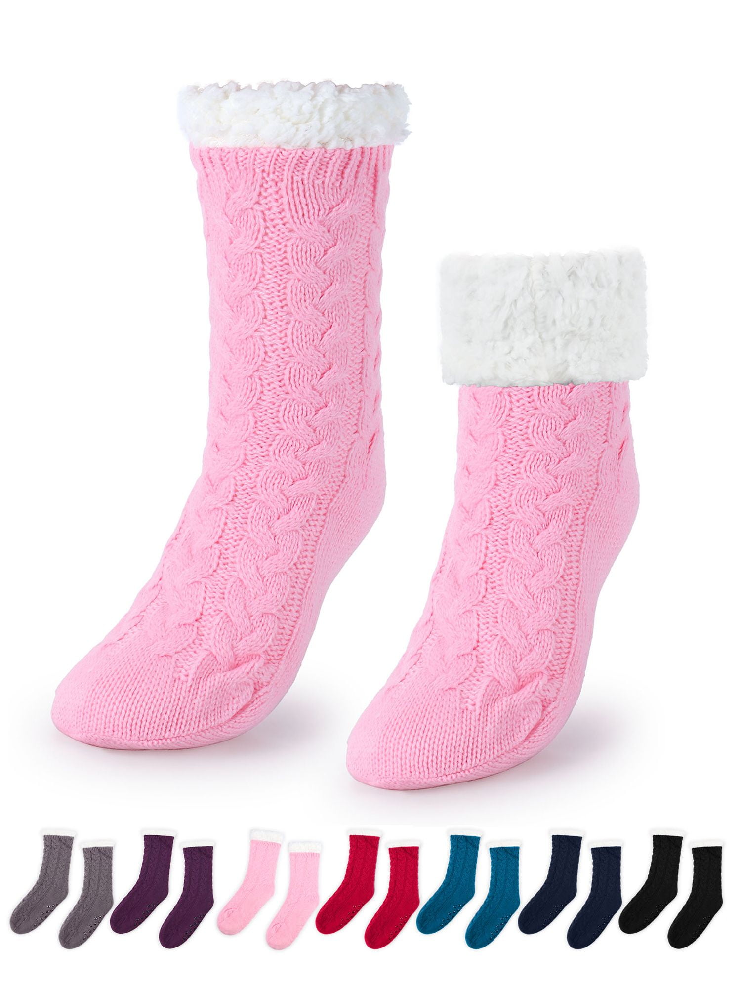 Gustave Women Slipper Socks with Grippers, Non Slip Winter Plush Warm ...