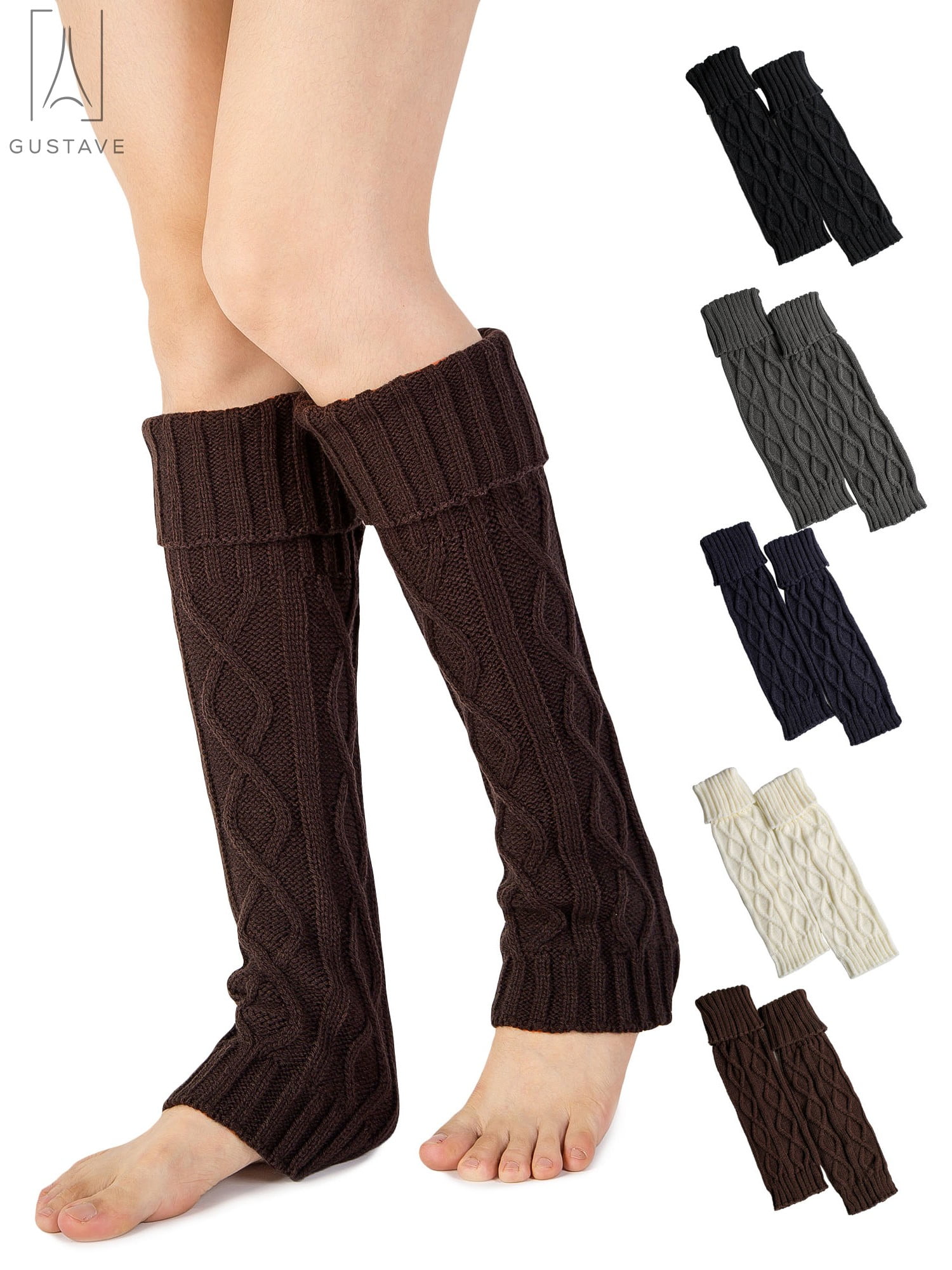 Gustave Women Winter Leg Warmers Cable Knit Thick Long Socks Boot Cuffs ...