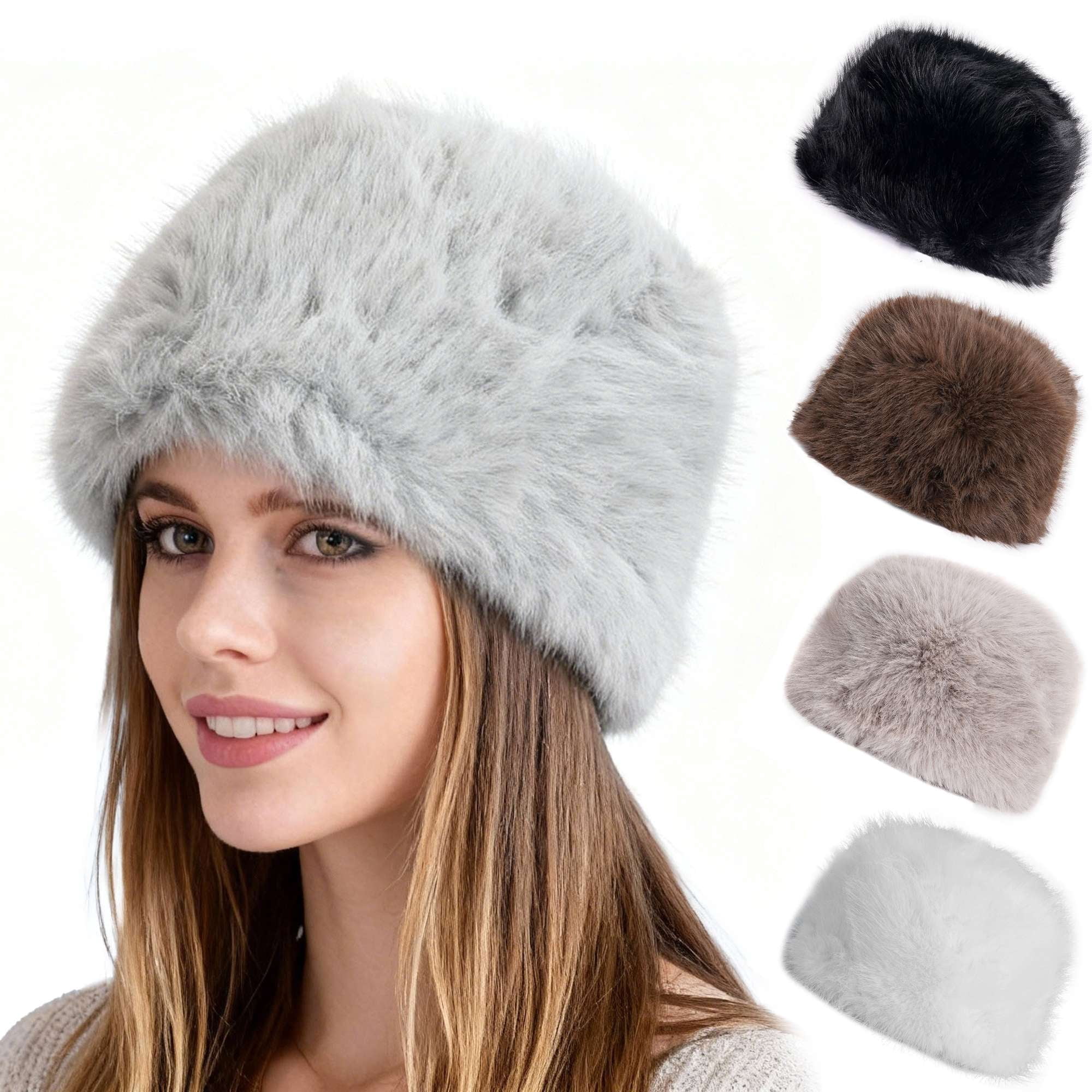 Gustave Women's Faux Fur Hat for Winter Russian Hat Warm Plush Fluffy ...