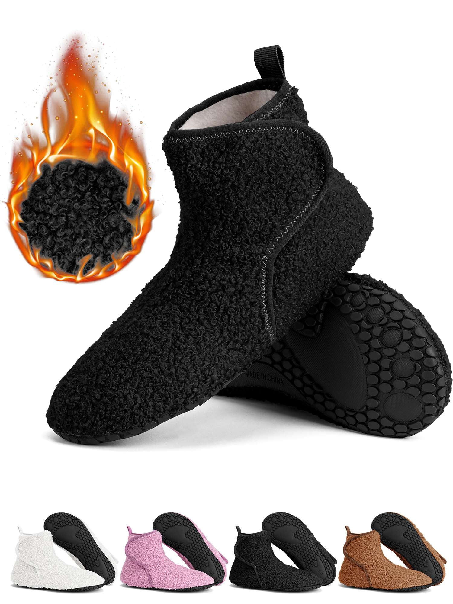 Gustave Women's Fuzzy Bootie Slippers Winter Warm Non-Slip Barefoot ...