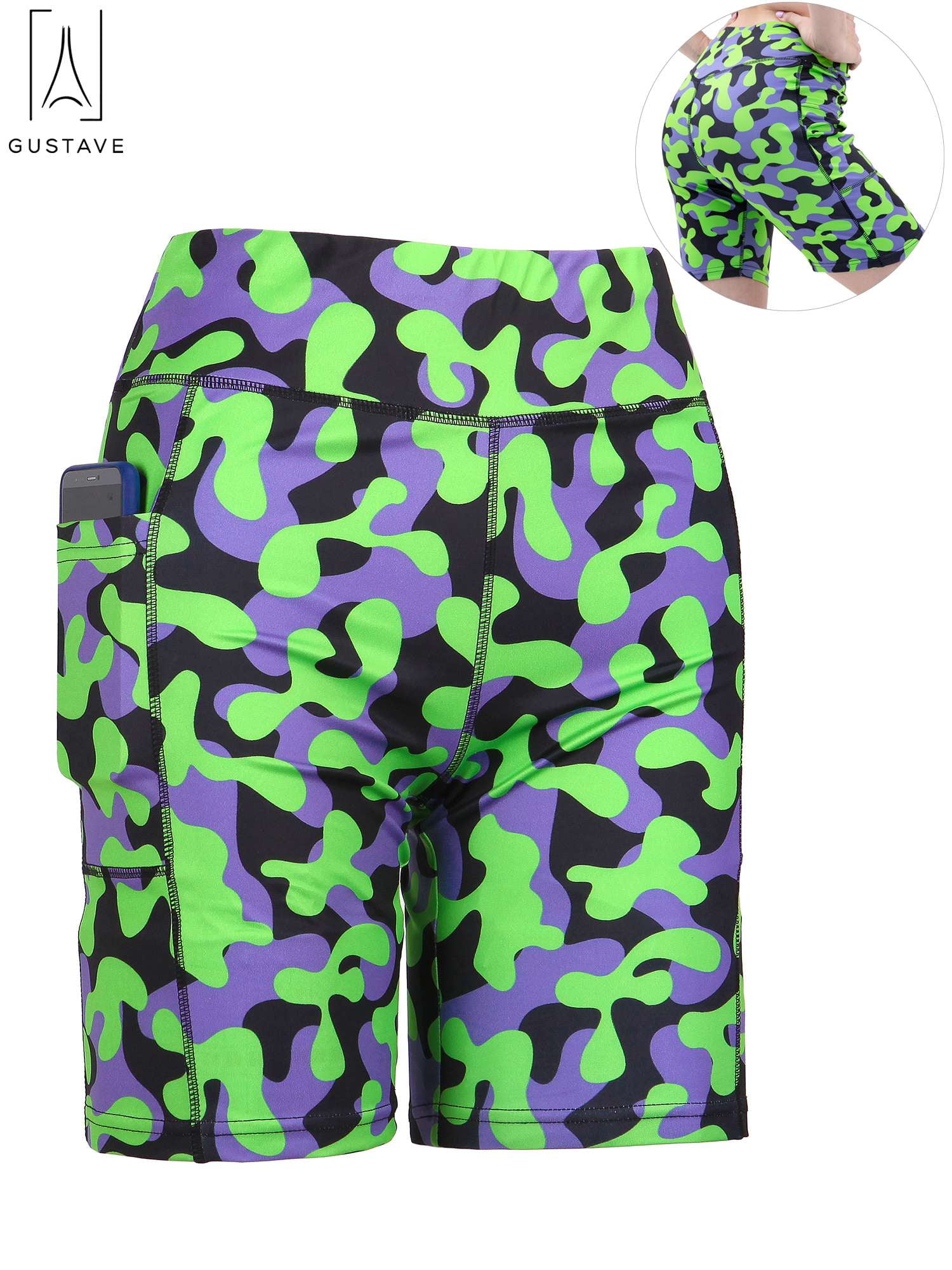 Gustave Women's High Waist Yoga Shorts with Pockets Quick-dry Running ...