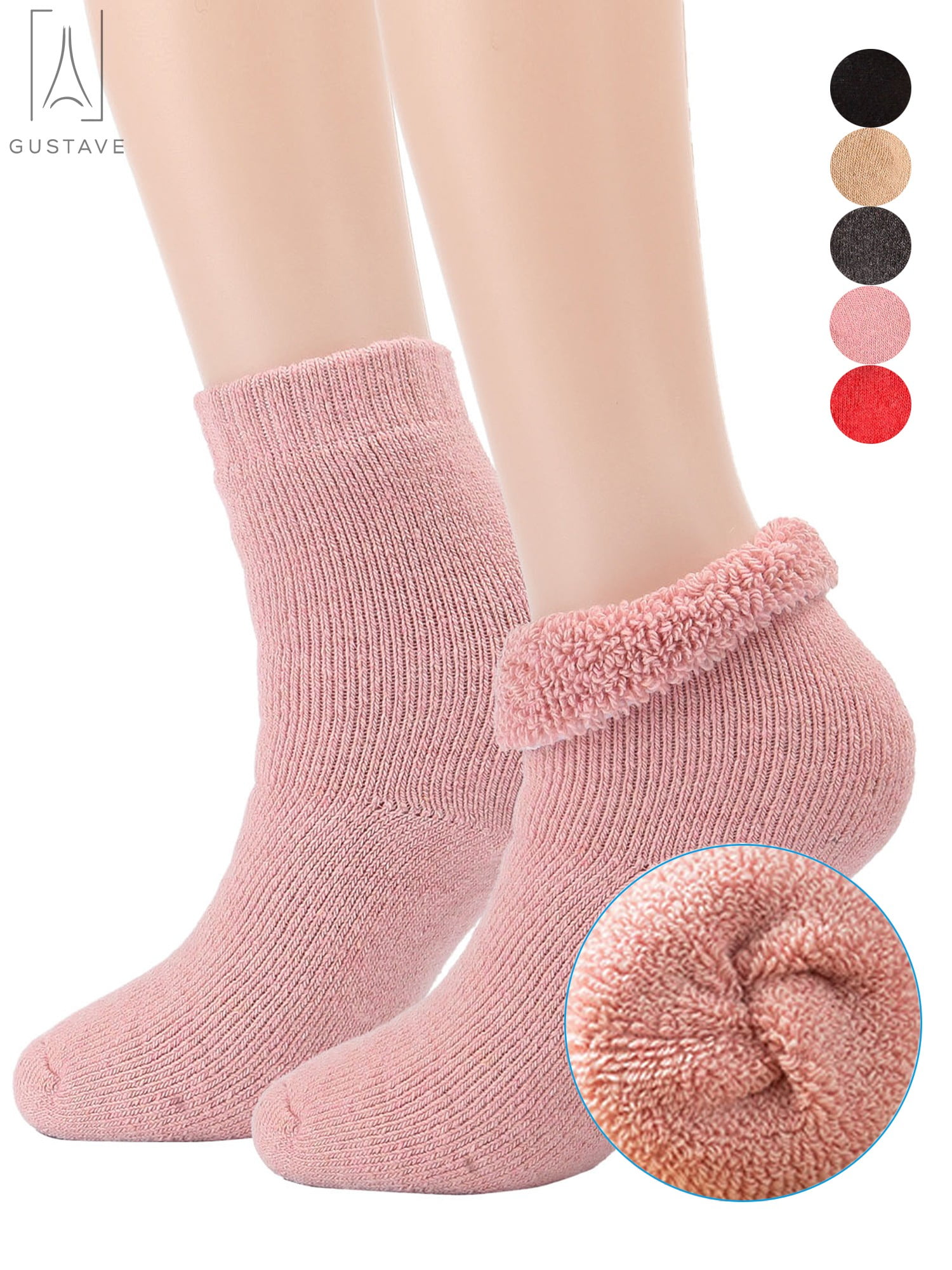 Gustave Womens Winter Cotton Socks Thick Fuzzy Lined Soft Warm Cozy ...