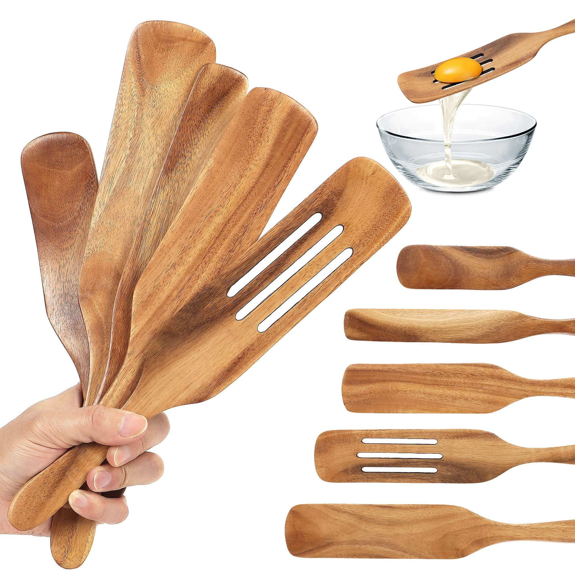 Gustave Wooden Spurtle Set of 5 Kitchen Utensils Non Stick Wood Spoons ...