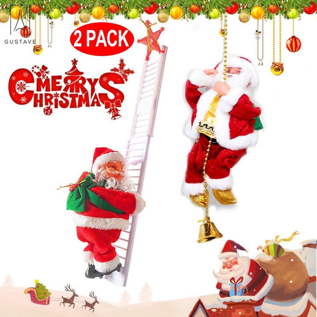 GustaveDesign Christmas Electric Santa Claus Climbing On Ladder On ...