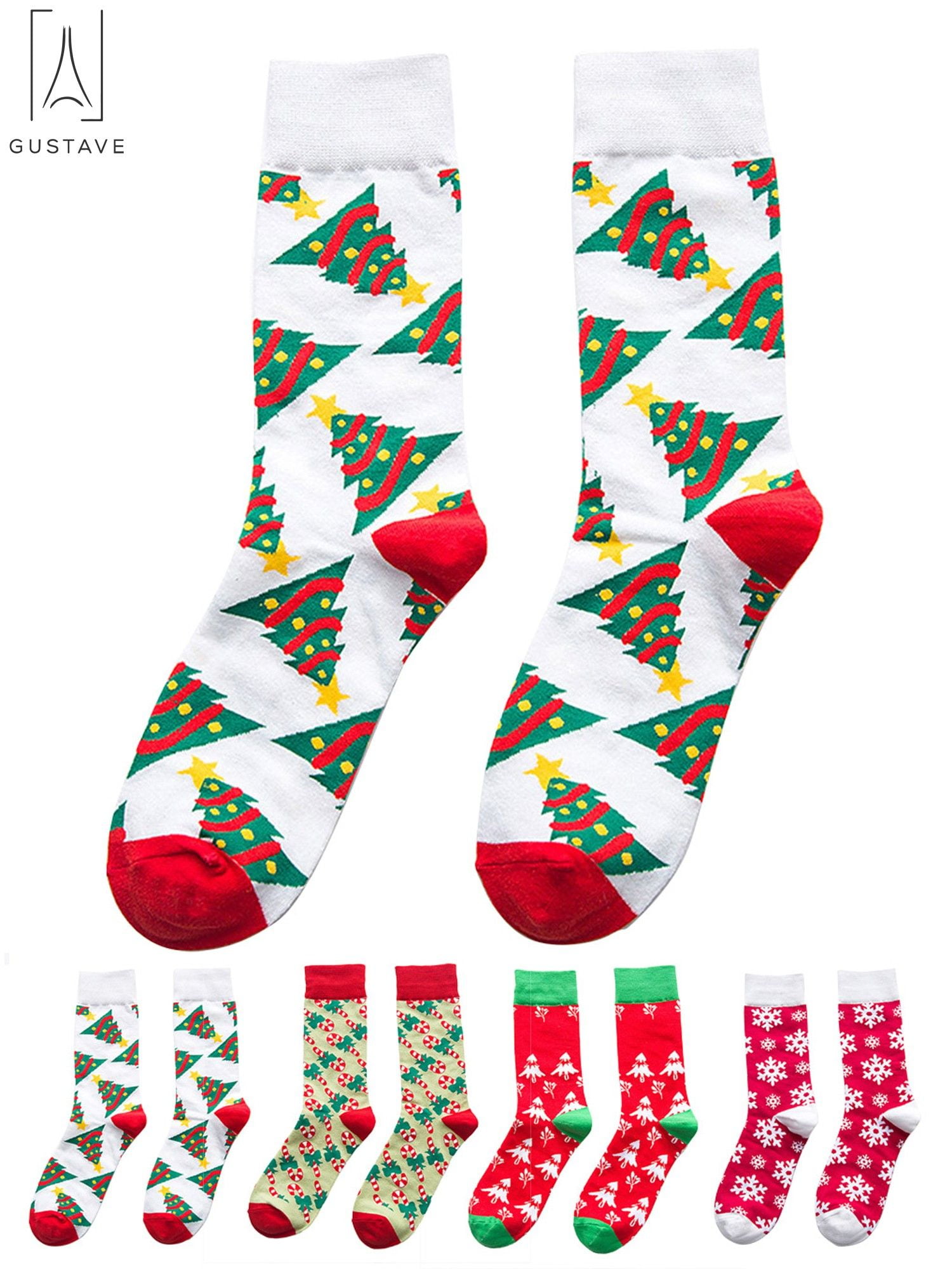 GustaveDesign Christmas Holiday Socks, Fabric Crew Socks. Warm Winter ...