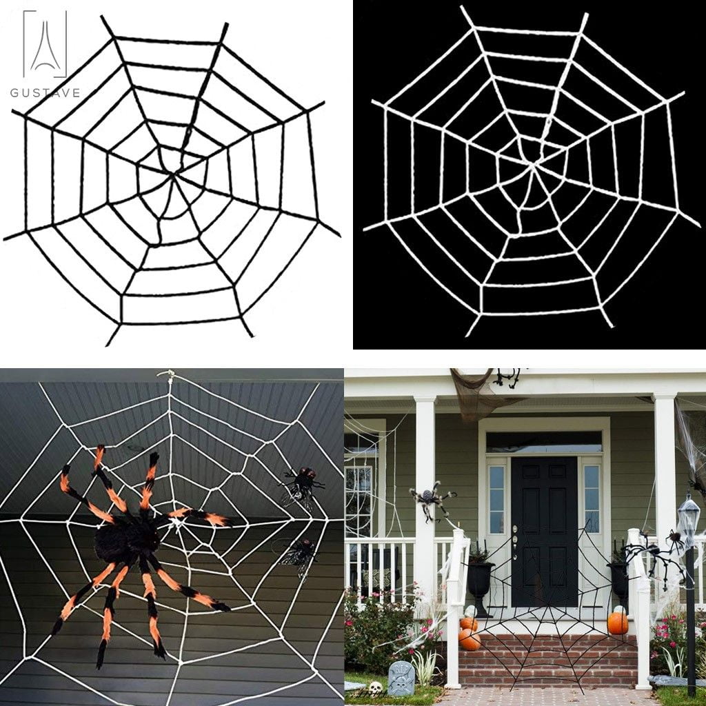 GustaveDesign Halloween Giant Spider Web Decorations, 4.92 feet Round ...