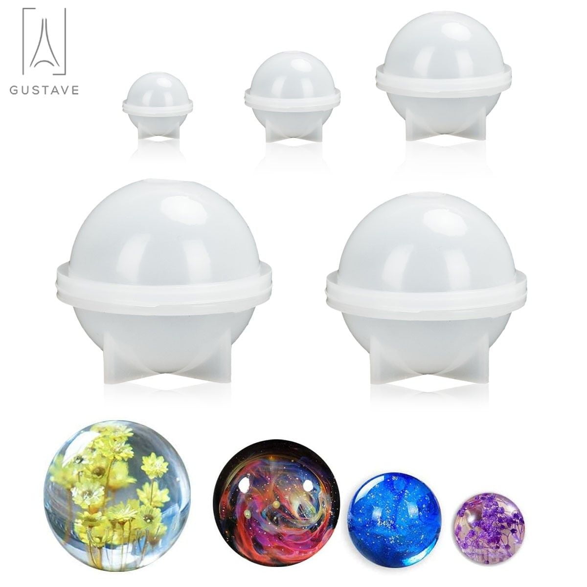Gustavedesign 5 Size Silicone Round Ball Silicone Resin Mold Pendant ...