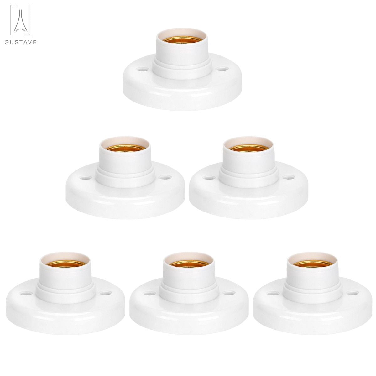 Gustavedesign 6 Pack E27 Light Bulb Pendant Lamp Round Fixing Base ...