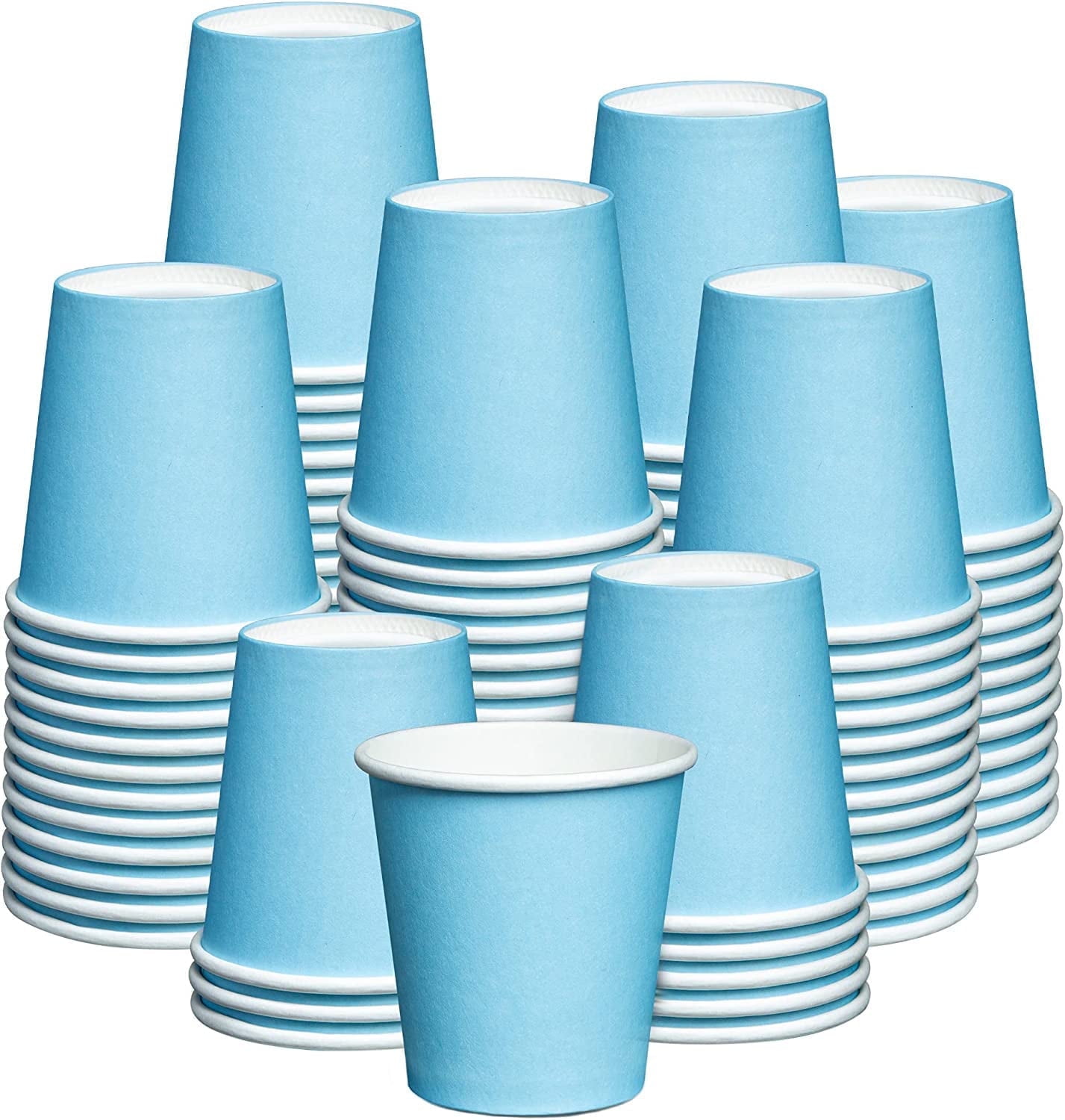 Comfy Package 3 Oz Blue Disposable Small Paper Cups for Kitchen, Coffee ...