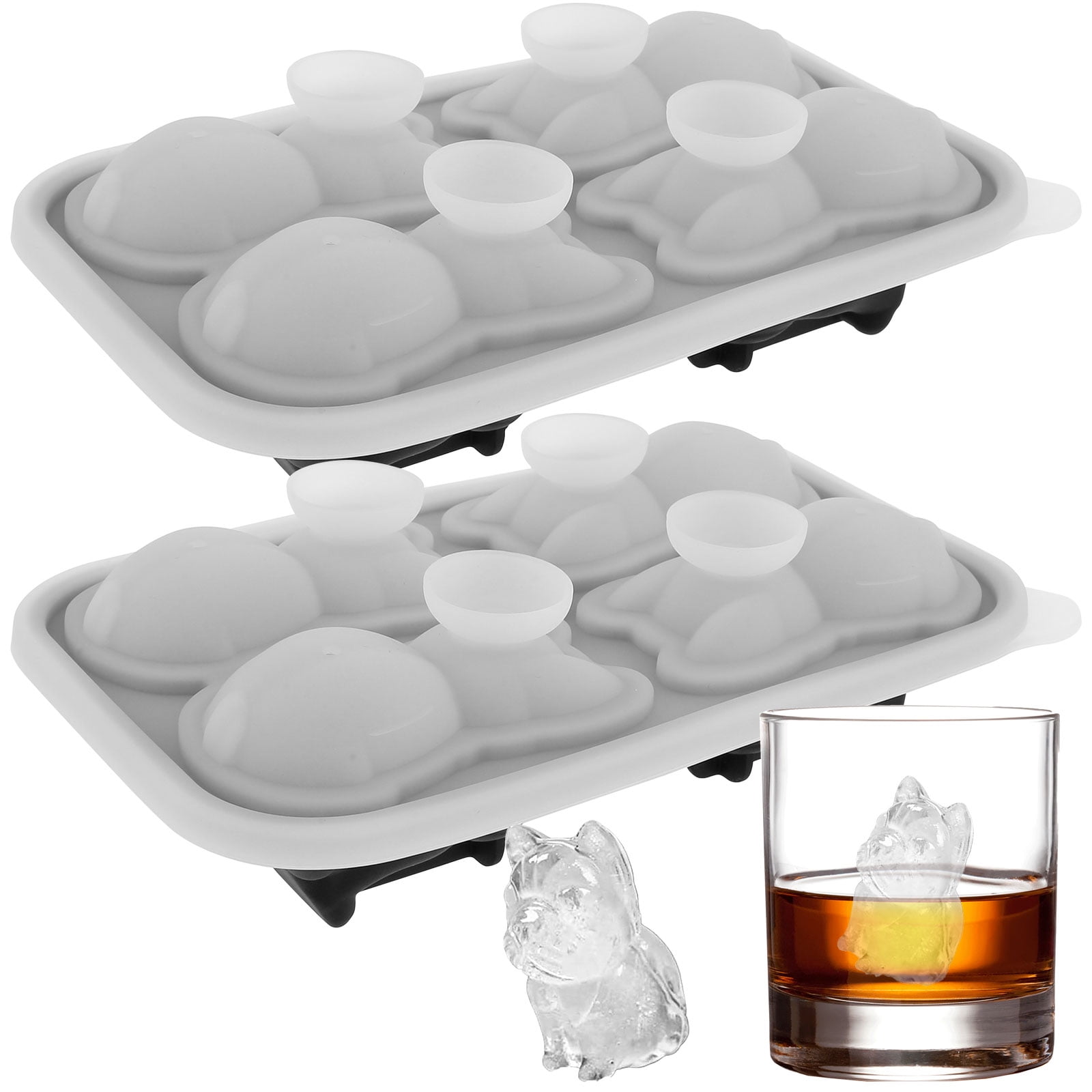 Gustve 2 Pack Ice Cube Tray Silicone French Bulldog Ice Cube Mold Cute ...