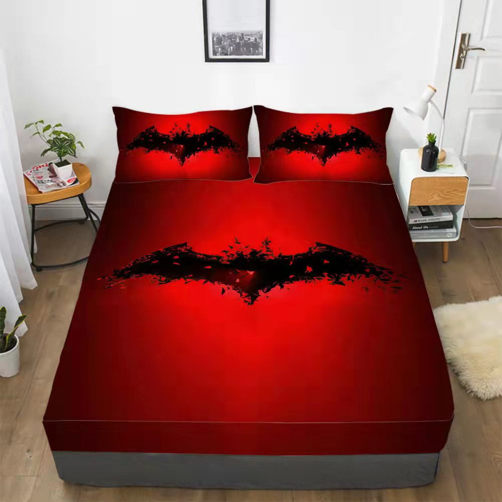 Gusuhome Boys Bats Fitted Sheet Set Superhero 3D Printing Bedding Set ...