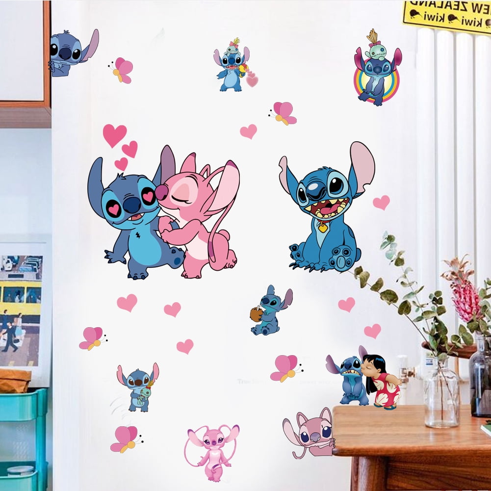 Gusuhome Lilo and Stitch Wall Sticker Cartoon Wall Decals DIY Peel and ...