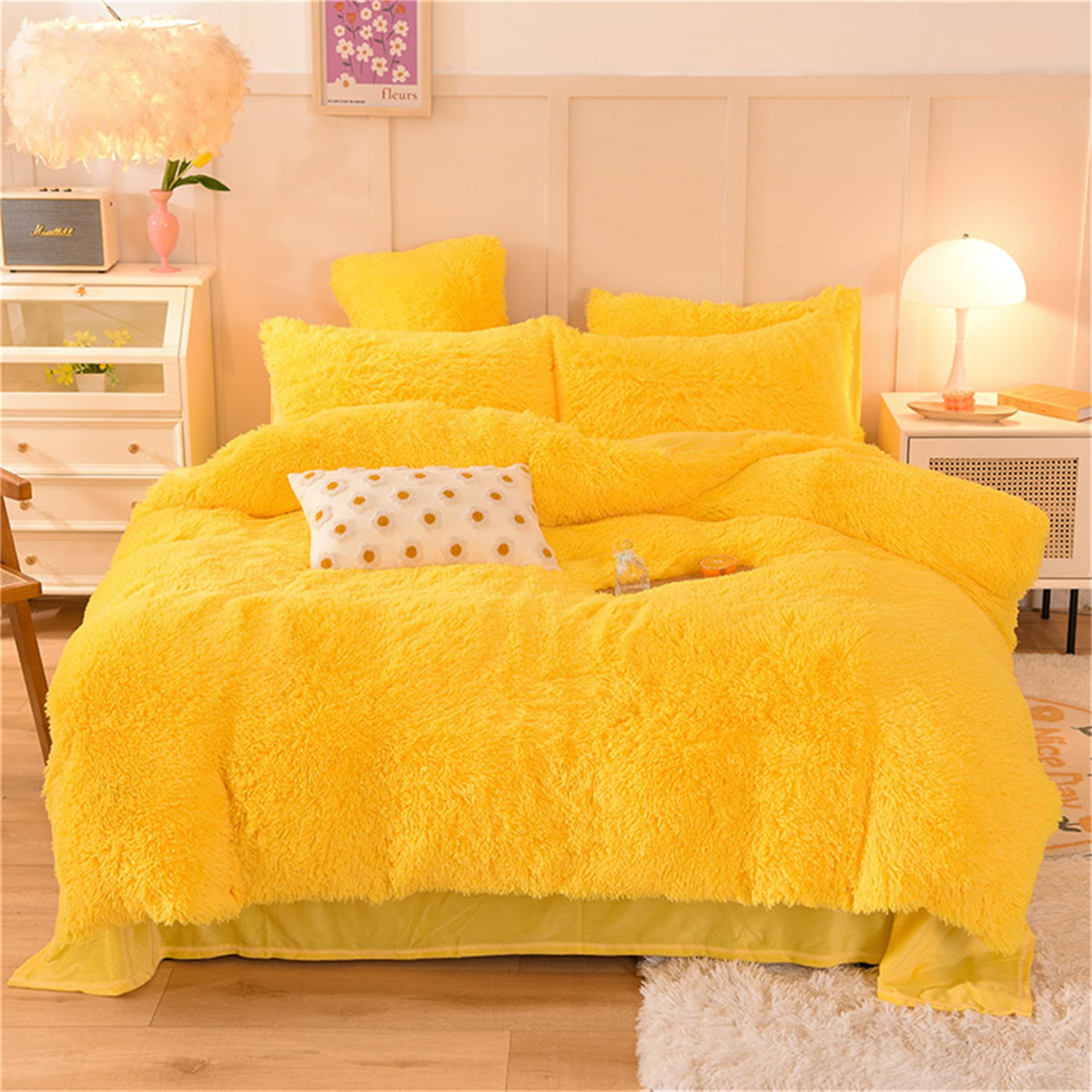 Gusuhome Shaggy Plush Duvet Cover Set Ultra Soft Fluffy Comforter Cover ...