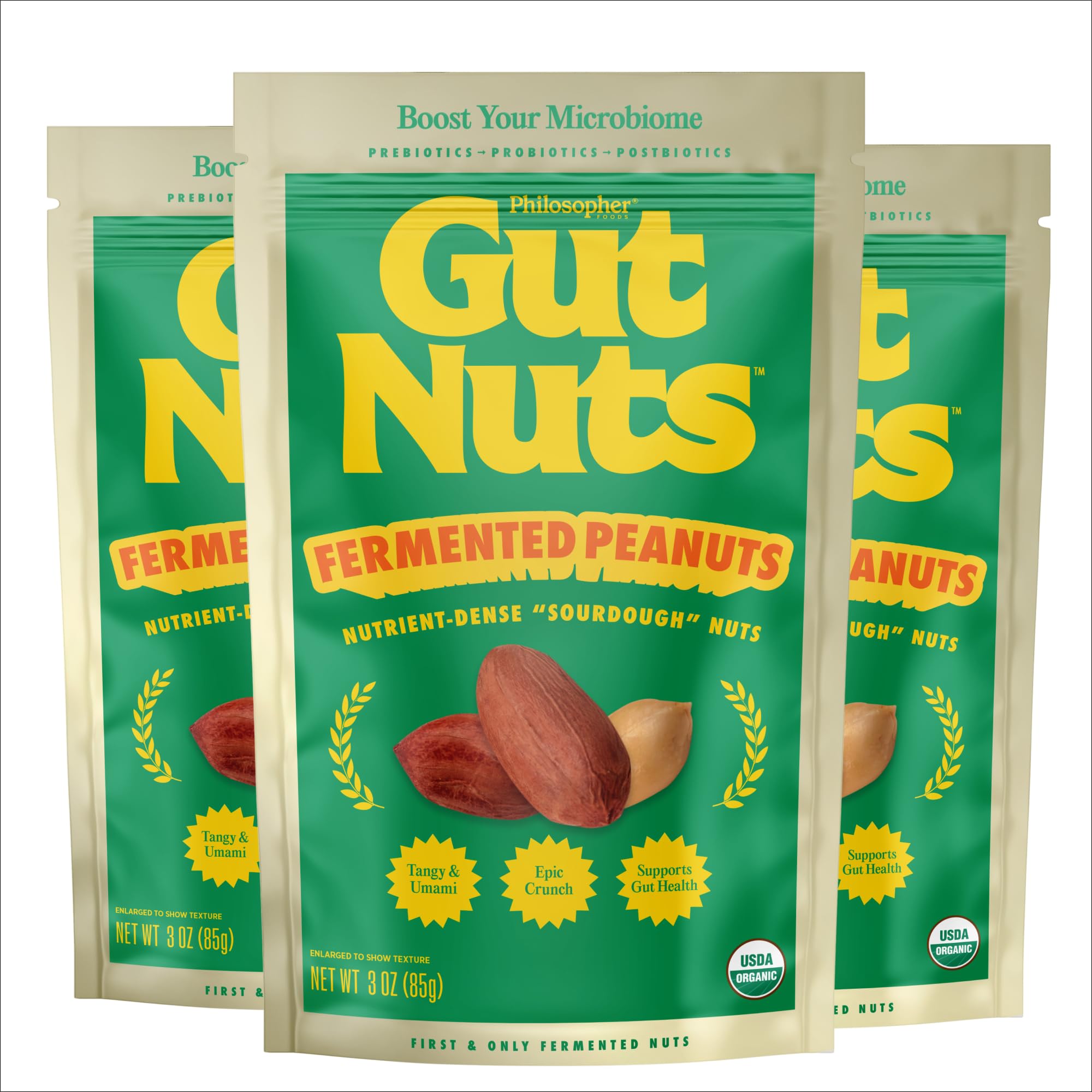 Gut Nuts OrganicTRDN Raw Fermented Sprouted Peanuts, Crunchy Tangy ...