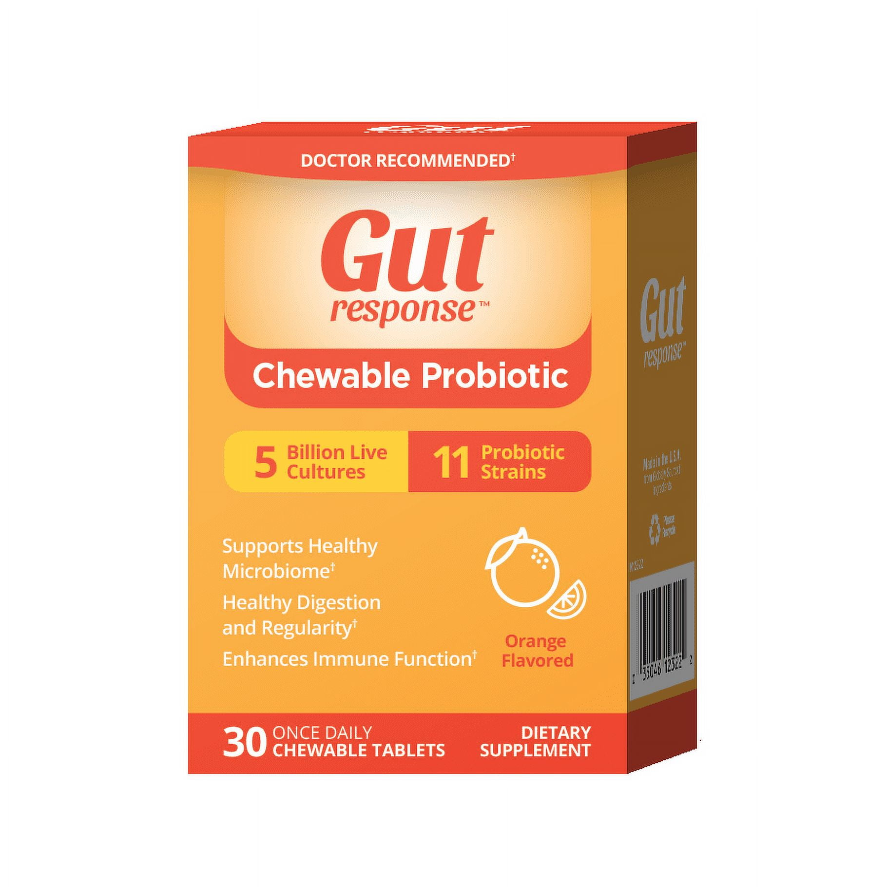 Gut Response Chewable Probiotic - Orange 5 Billion Cfu 30 Tabs ...