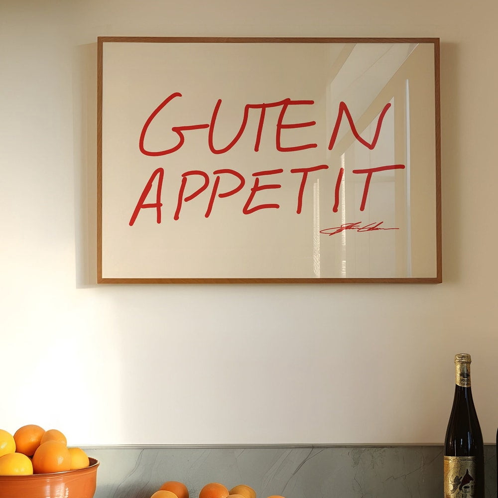 Guten Appetit Horizontal Print, Mid Century Print, Aesthetic Typography ...