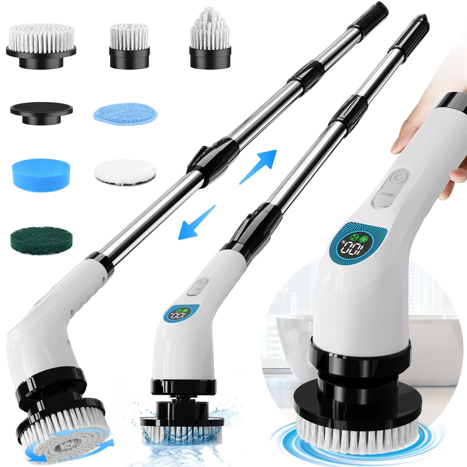 Guteran Electric Spin Scrubber, Cordless Cleaning Brush with 10 ...