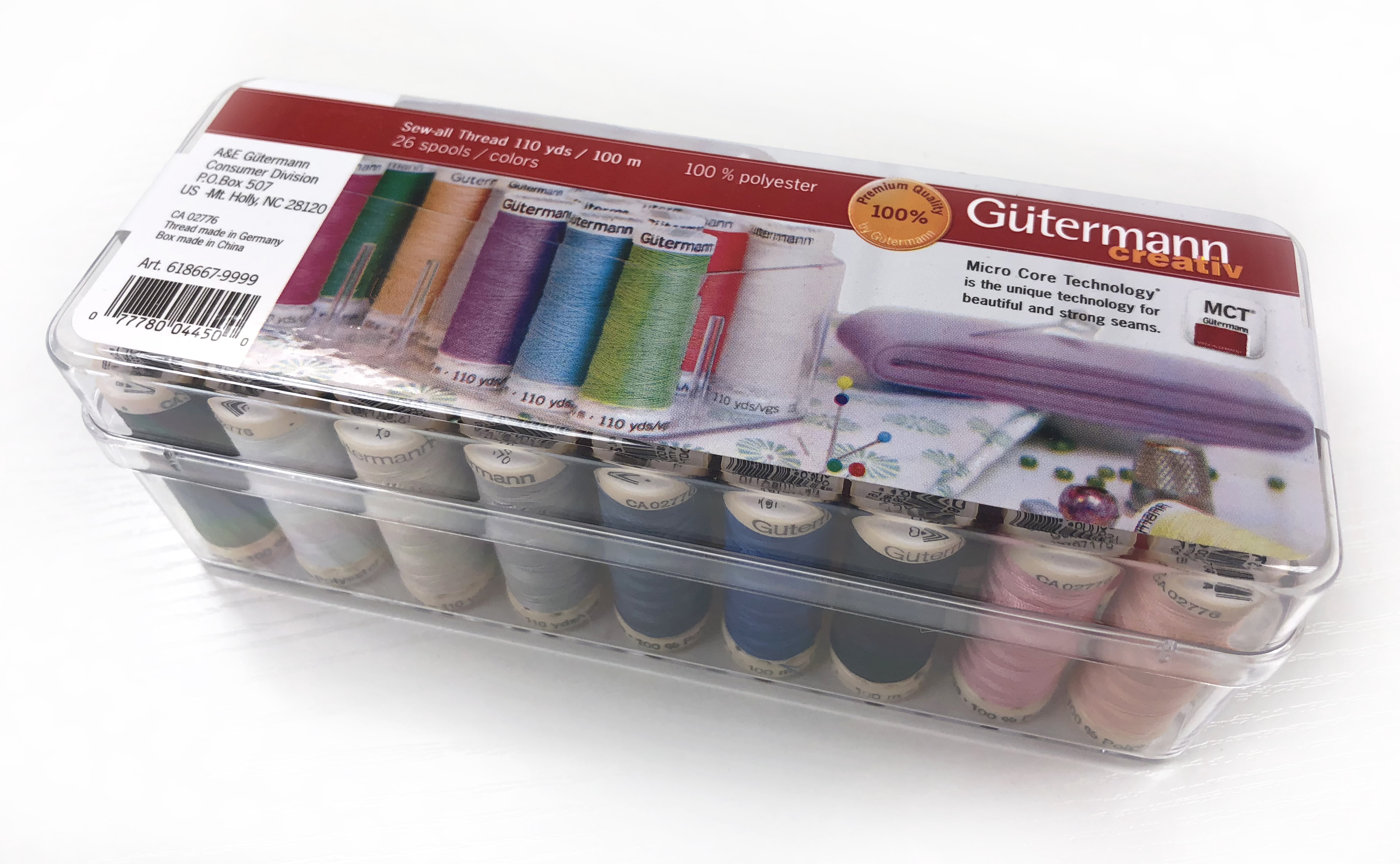 Gutermann Multicolor 100% Polyester Sewing Thread, 110 yd (26 Pieces ...