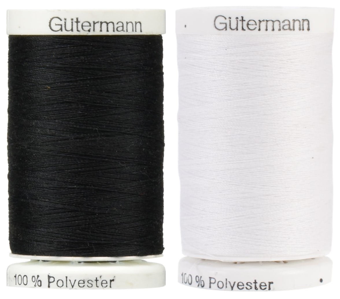 Gutermann Sew-All Thread, Black, White, 2-Pack, 547 yards ea - Walmart.com