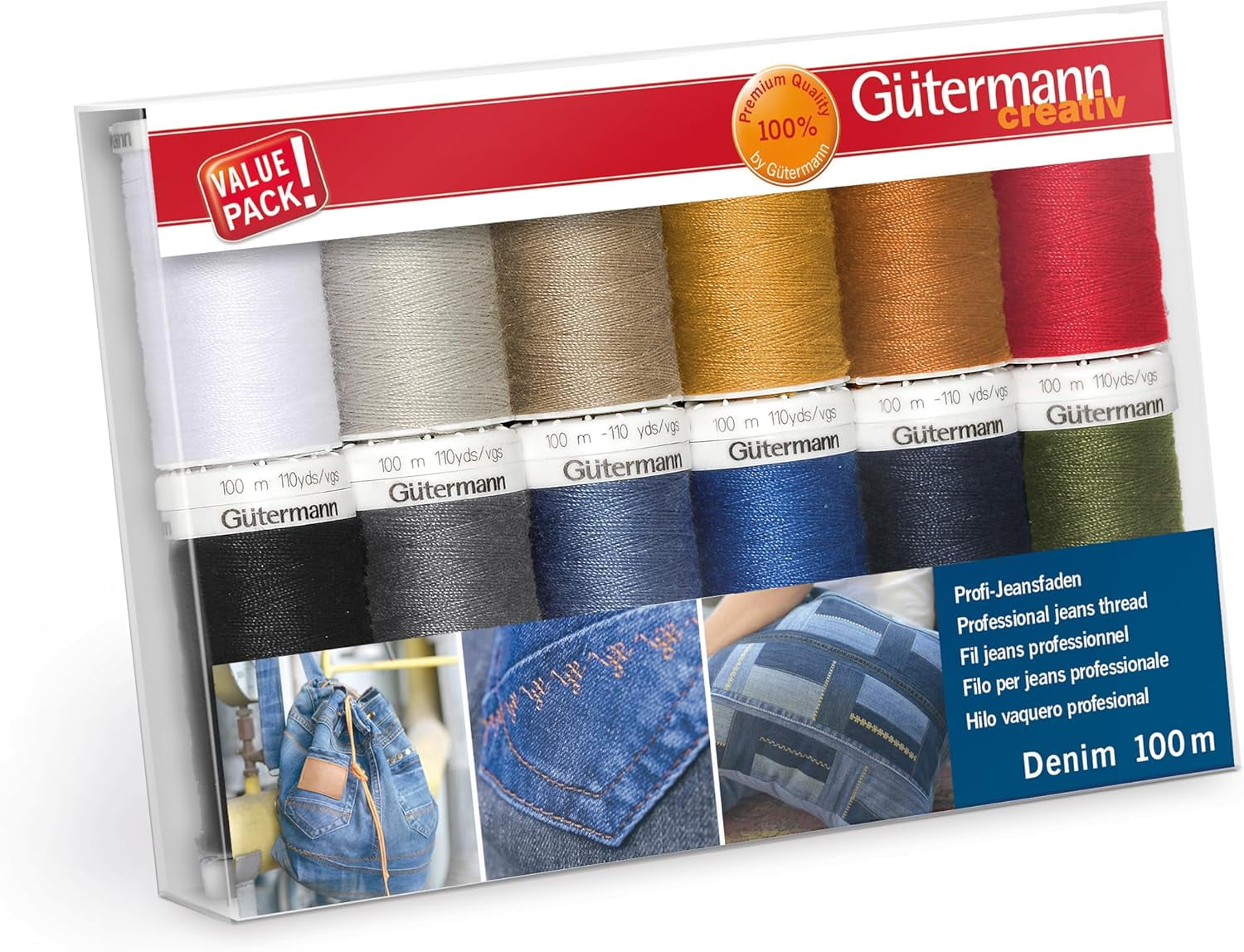 Gutermann Thread Set: Denim: 12 Spools x 100m: Assorted Shades ...