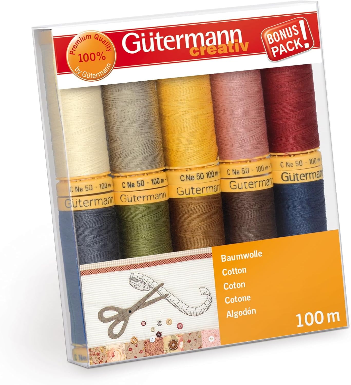 Gutermann Thread Set Natural Cotton 50 100m/10 reels, 734521-3 ...