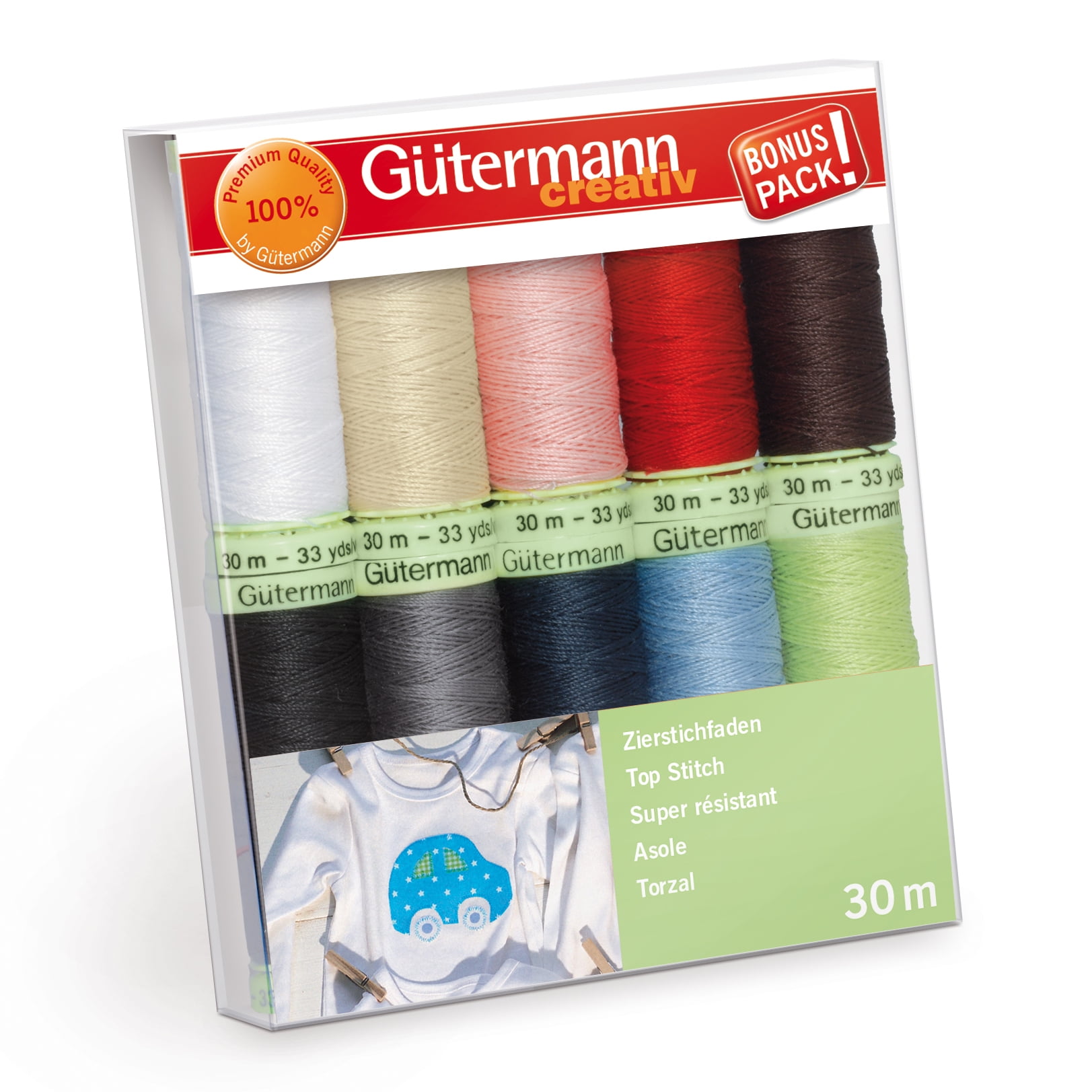 Gutermann Top Stitch Assorted Thread Set 10 x 30m - Walmart.com