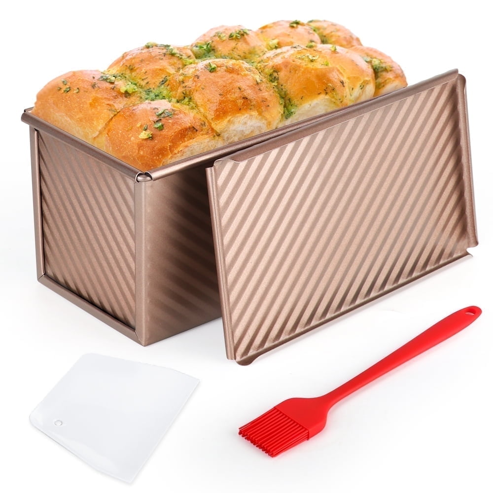 Gutsdoor Pullman Loaf Pan with Lid, Carbon Steel, 1lb Dough Capacity ...