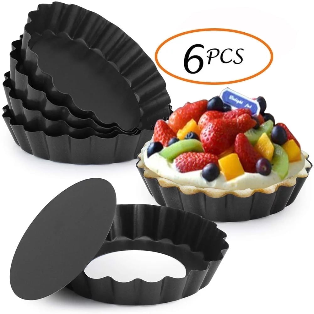 Gutsdoor Mini Tart Pan 4 Inch Set of 6 Nonstick Removable Bottom Round ...