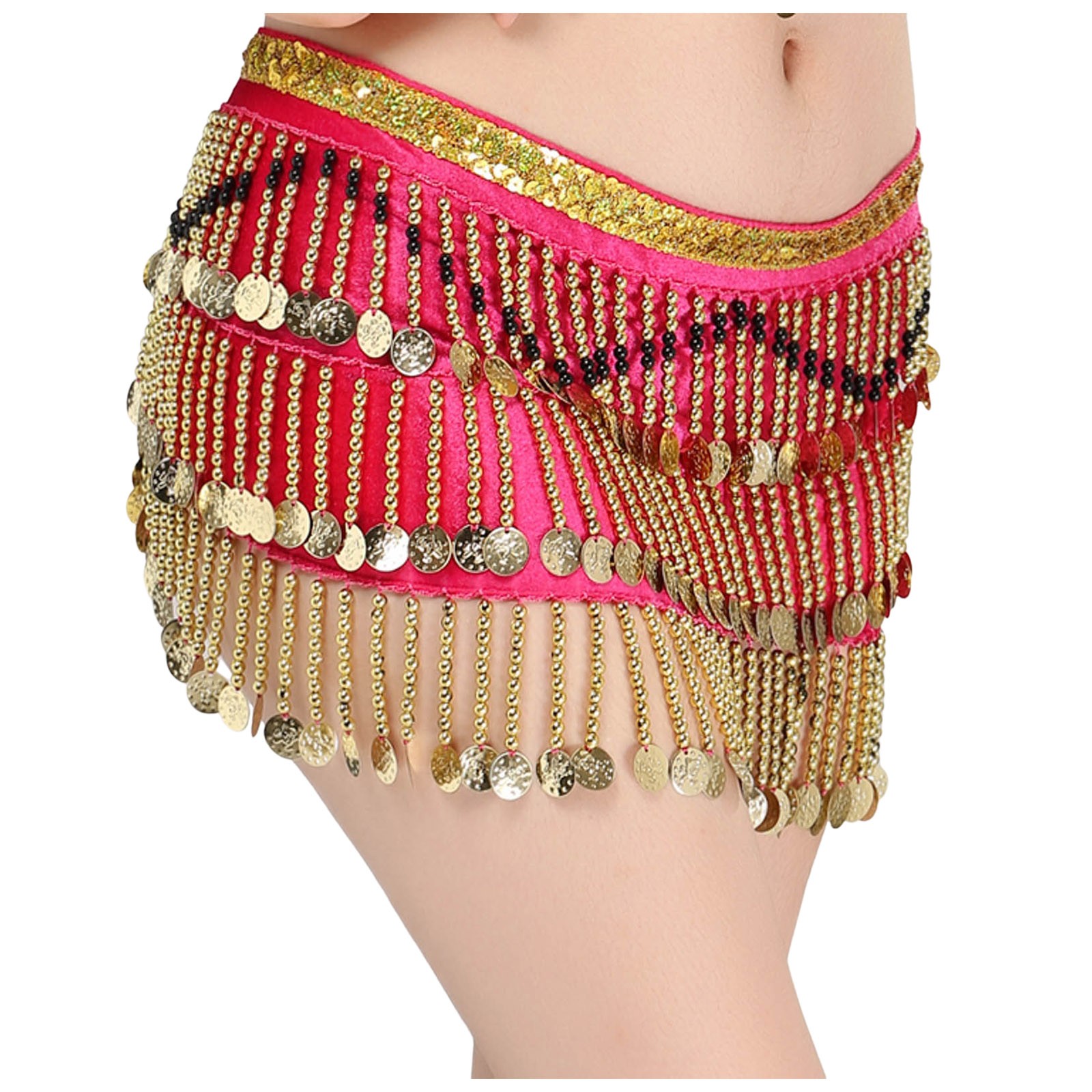Guttear Sequin Belly Dance Skirt Festival Tassel Skirt Hip Scarf Wrap Outfit Costume for Women ...
