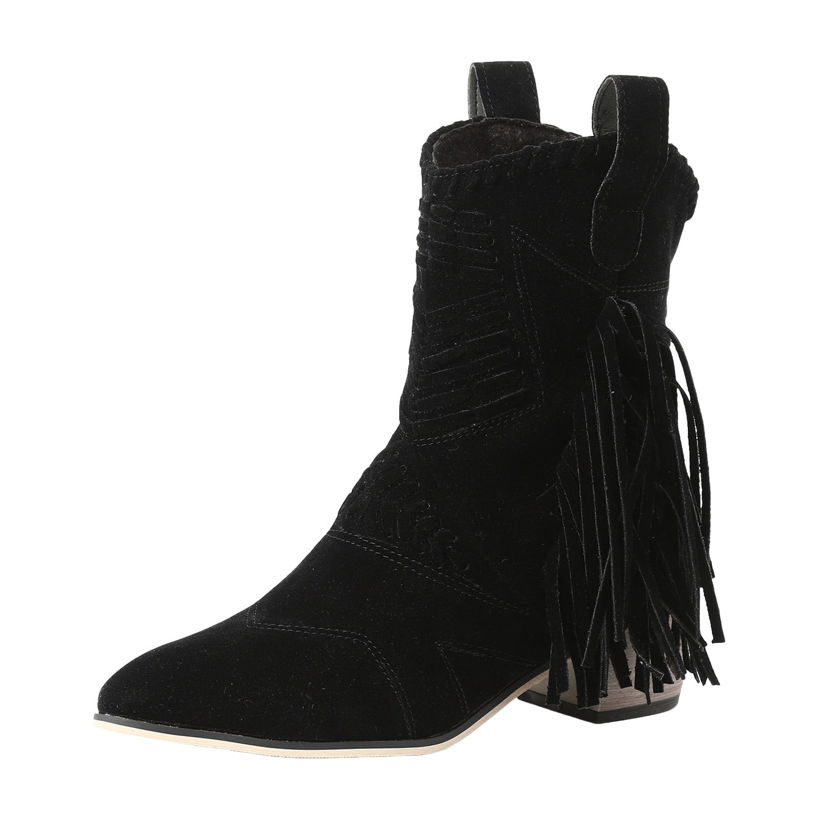 YLYL Tassel Ankle Cowboy Cowgirl Boots Woman Western Boots Pointed Toe ...