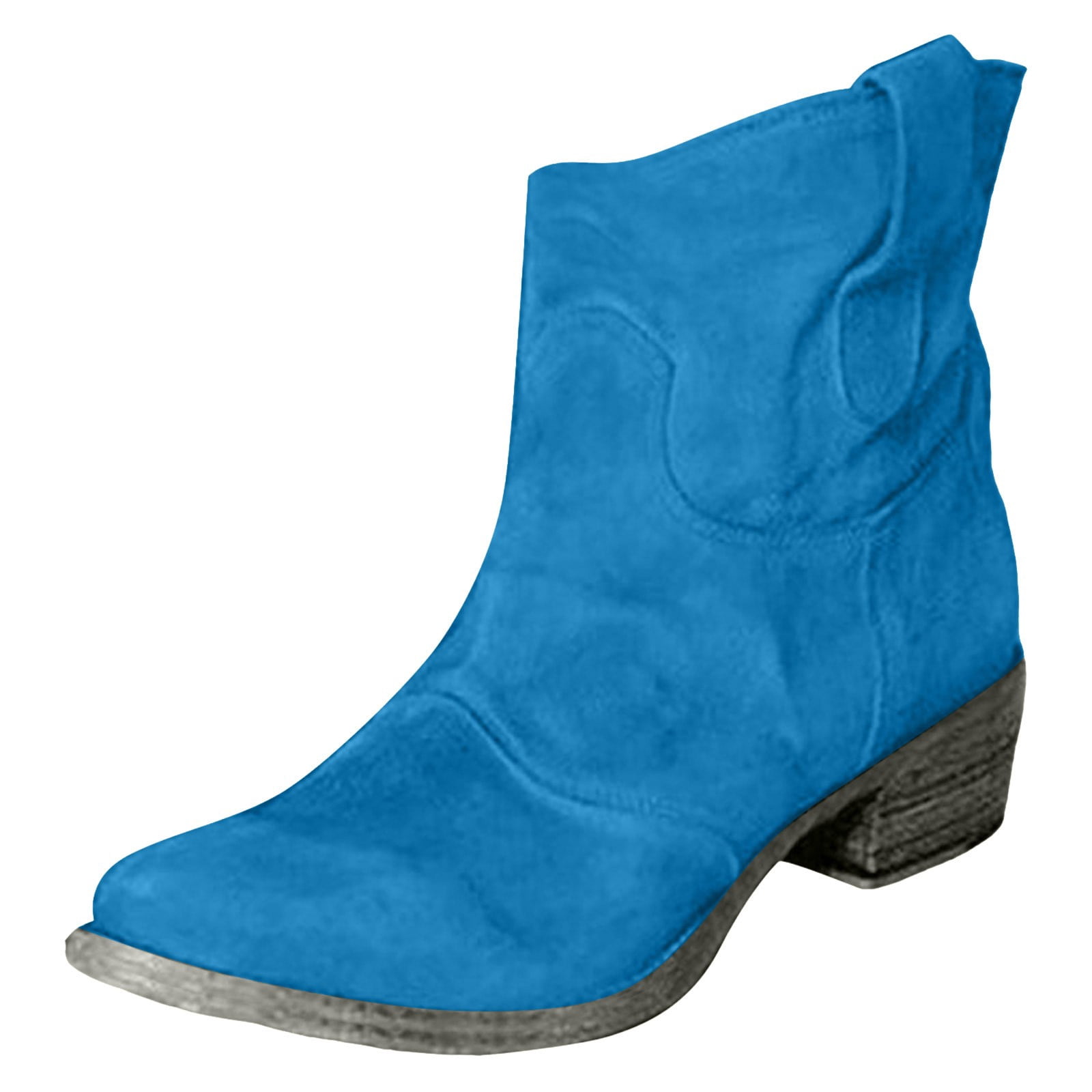 Guttear Women Cowboy Western Ankle Boots Pointed toe Low Stacked Heel ...