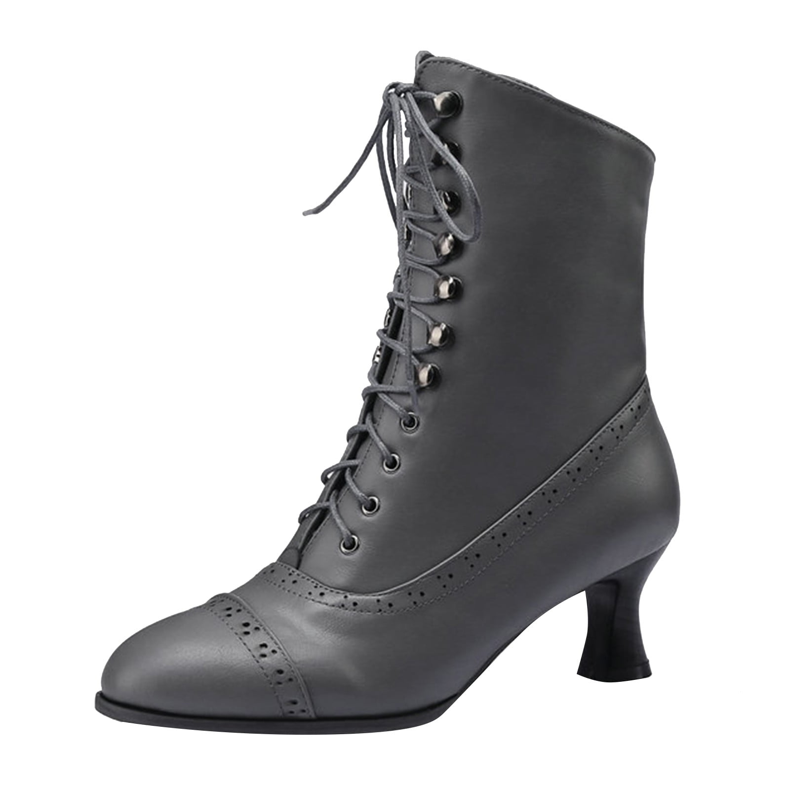 YLYL Women's Victorian Boots Side Zipper Ankle Round Toe Boots ...