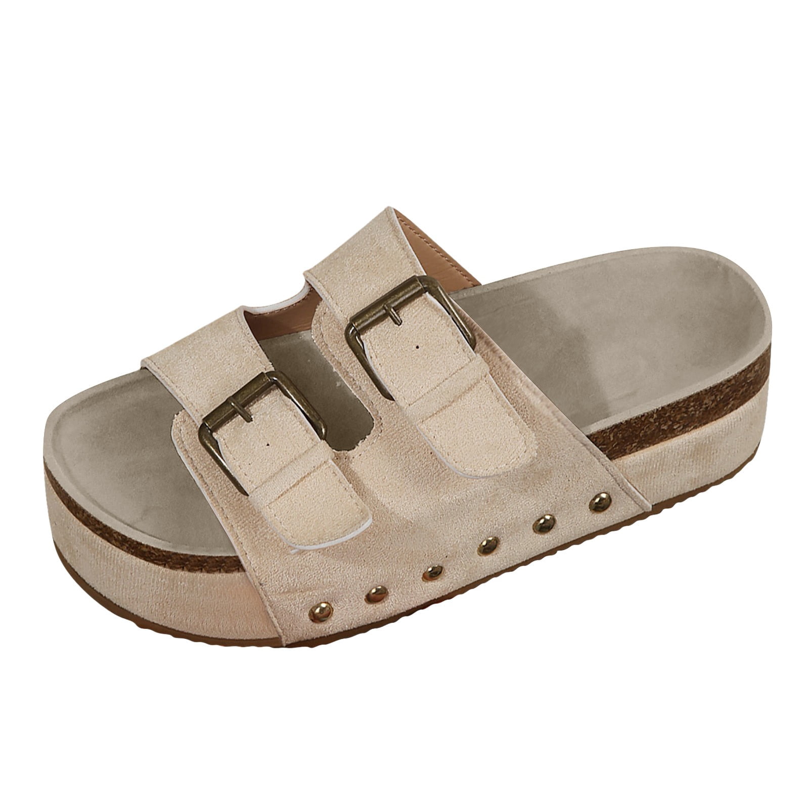 Guttear Womens Sandals Comfort Slip on Open Toe Slide Open Toe Buckle ...
