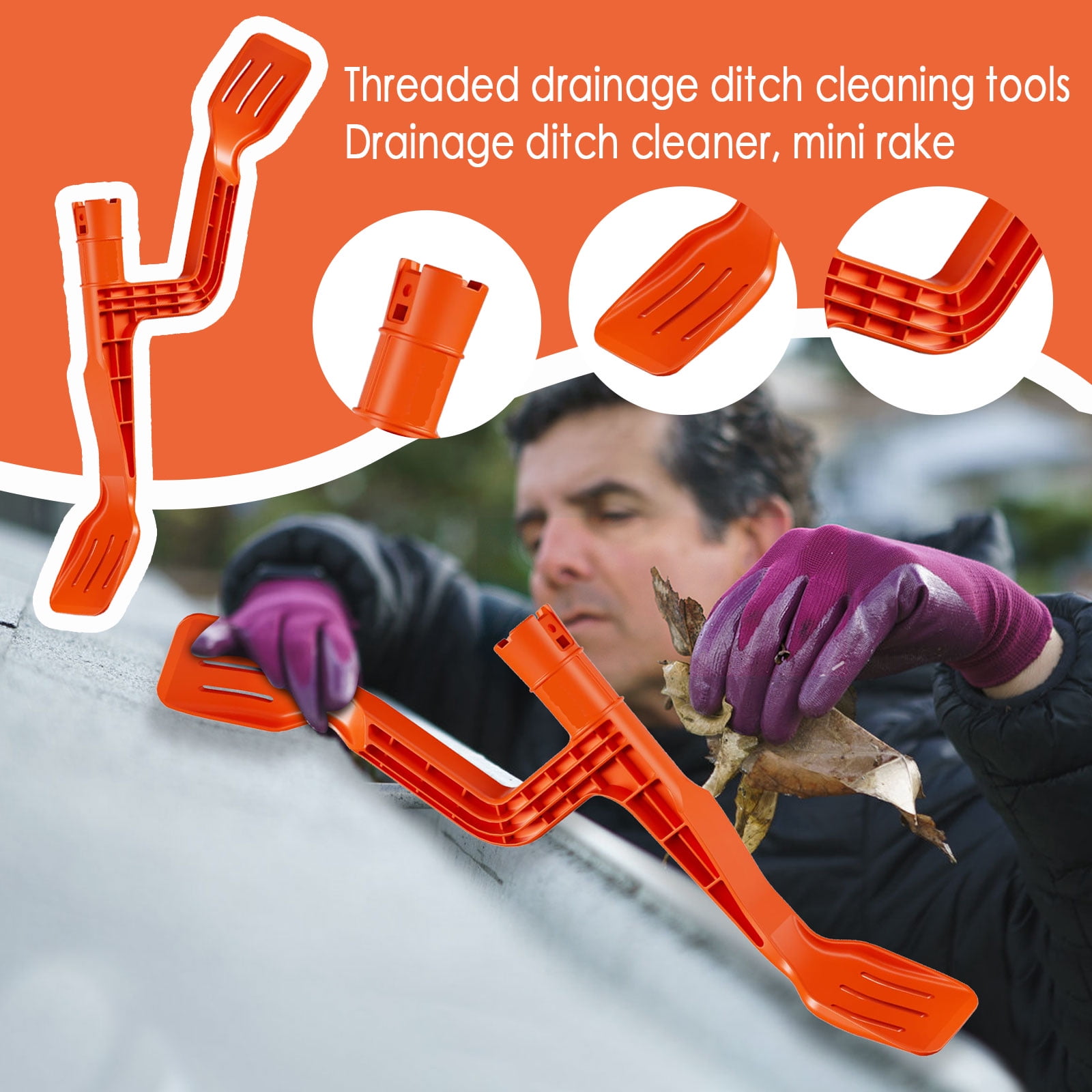 Gutter Cleaning Tool with Threaded Connection, Multi-Functional Gutter ...