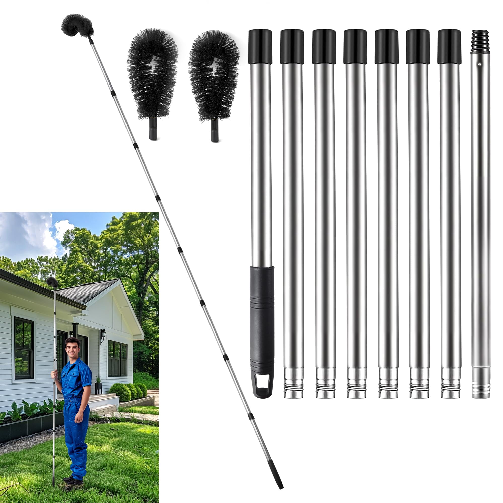 Luoxi Gutter Cleaning Tools, Adjustable Gutter Cleaner 1.9-10.5 Feet ...