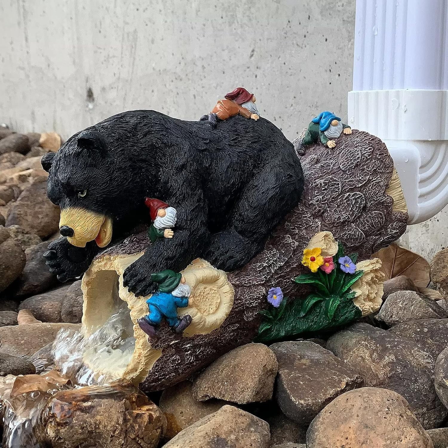 Gutter Downspout Extension with Curious Bear Statue, Garden Decor for ...