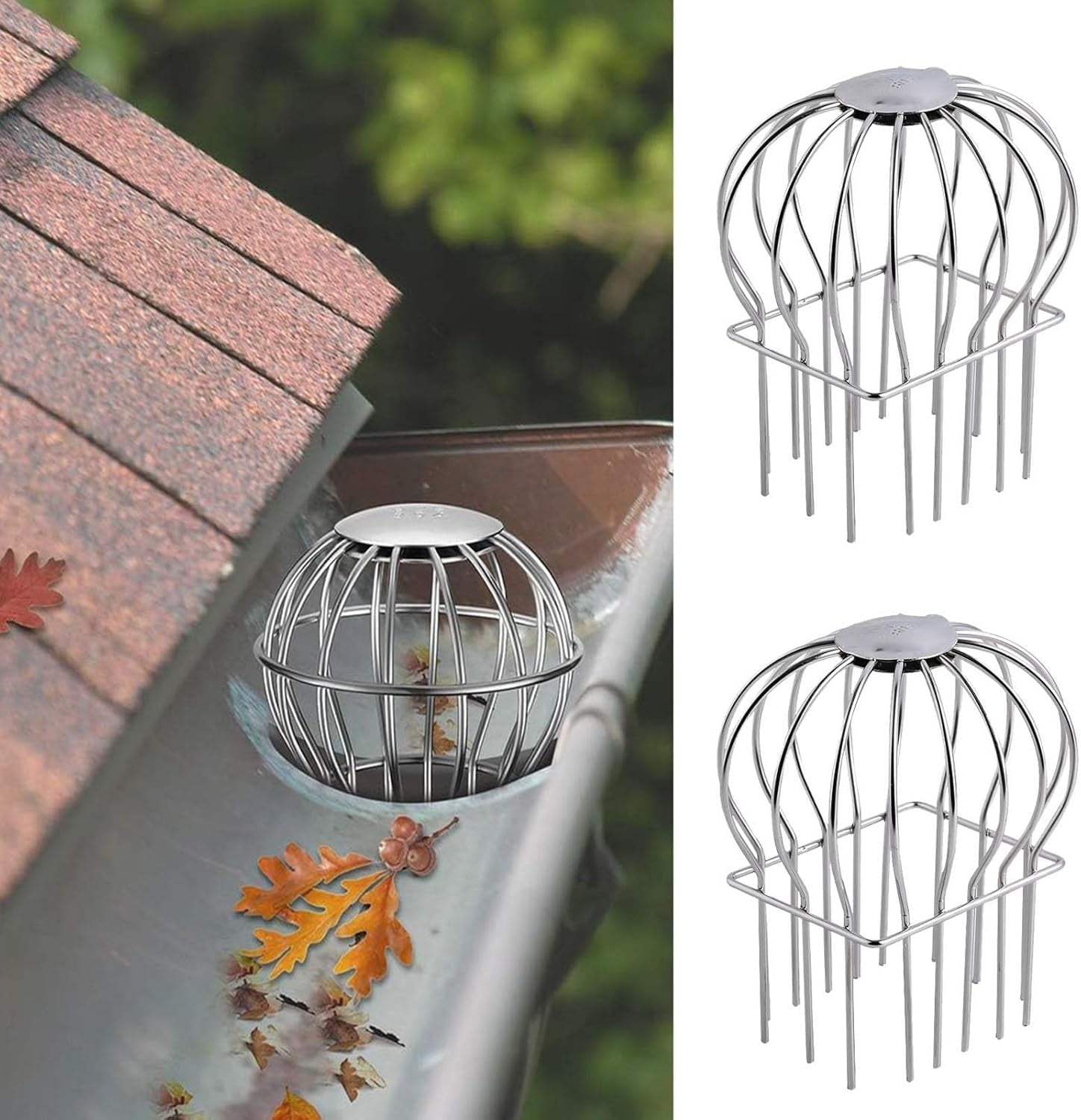 Gutter Downspout Guards Filter Strainer, Stainless Steel Leaf Guards ...