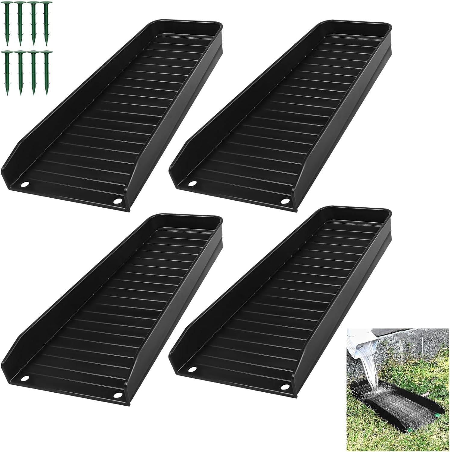 Gutter Downspout Splash Block, 4 PCS Rain Gutter Guard Downspout ...