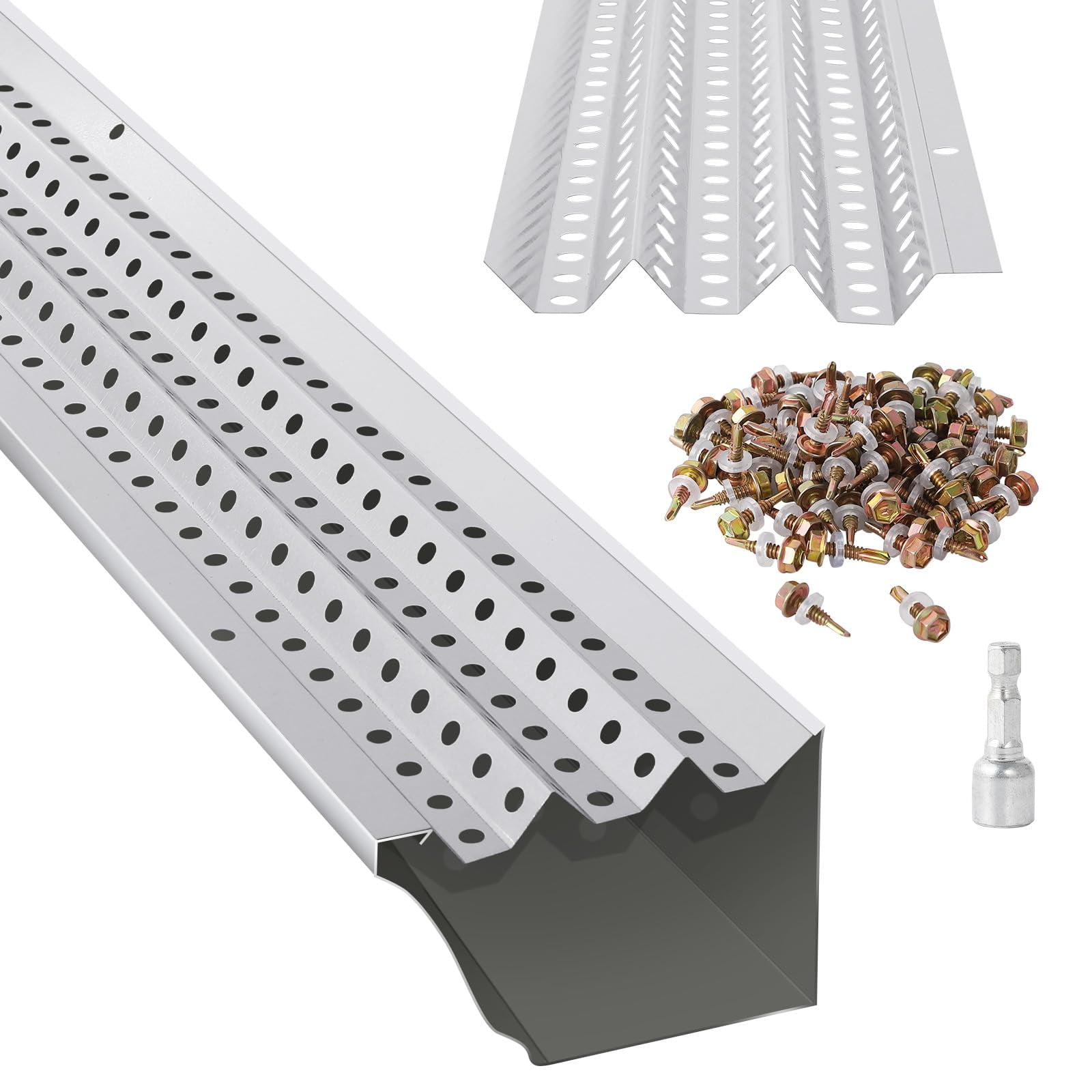 Gutter Guard,Metal Drainage Ditch Waterproof Mesh Sheet,5 Inch Width,17 ...
