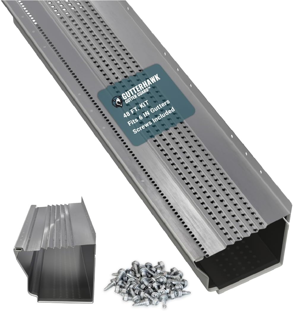 GutterHawk Gutter Guard - 48 FT. (Nominal) Mill Finish All-Aluminum ...