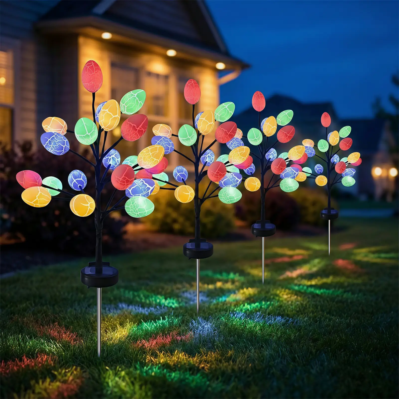 Guvpev 1 Pack Solar Easter Egg Pathway Light - Multi-Color Glowing Tree ...
