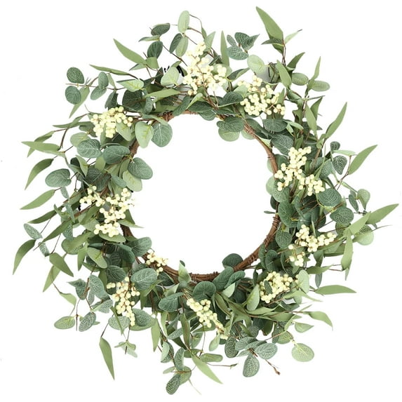 Guvpev 22'' Eucalyptus Wreath for Front Door, Porch, Window - Green ...