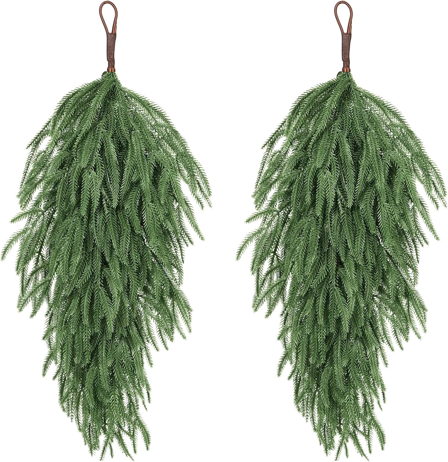Guvpev 2Pack Artificial Christmas Teardrop Swags - 32" Faux Pine ...