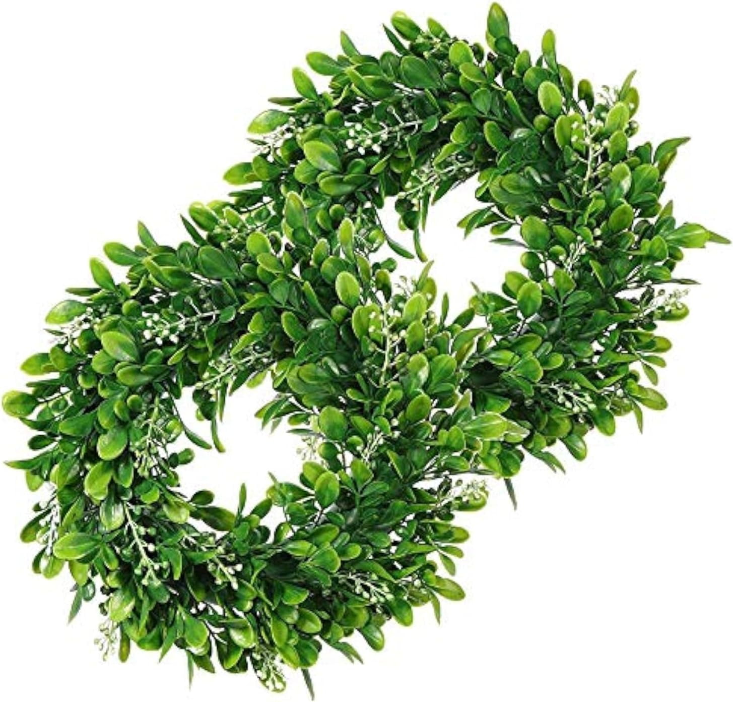 Guvpev 2Pcs Boxwood Wreath for Front Door - 11" Spring/Summer Wreaths ...