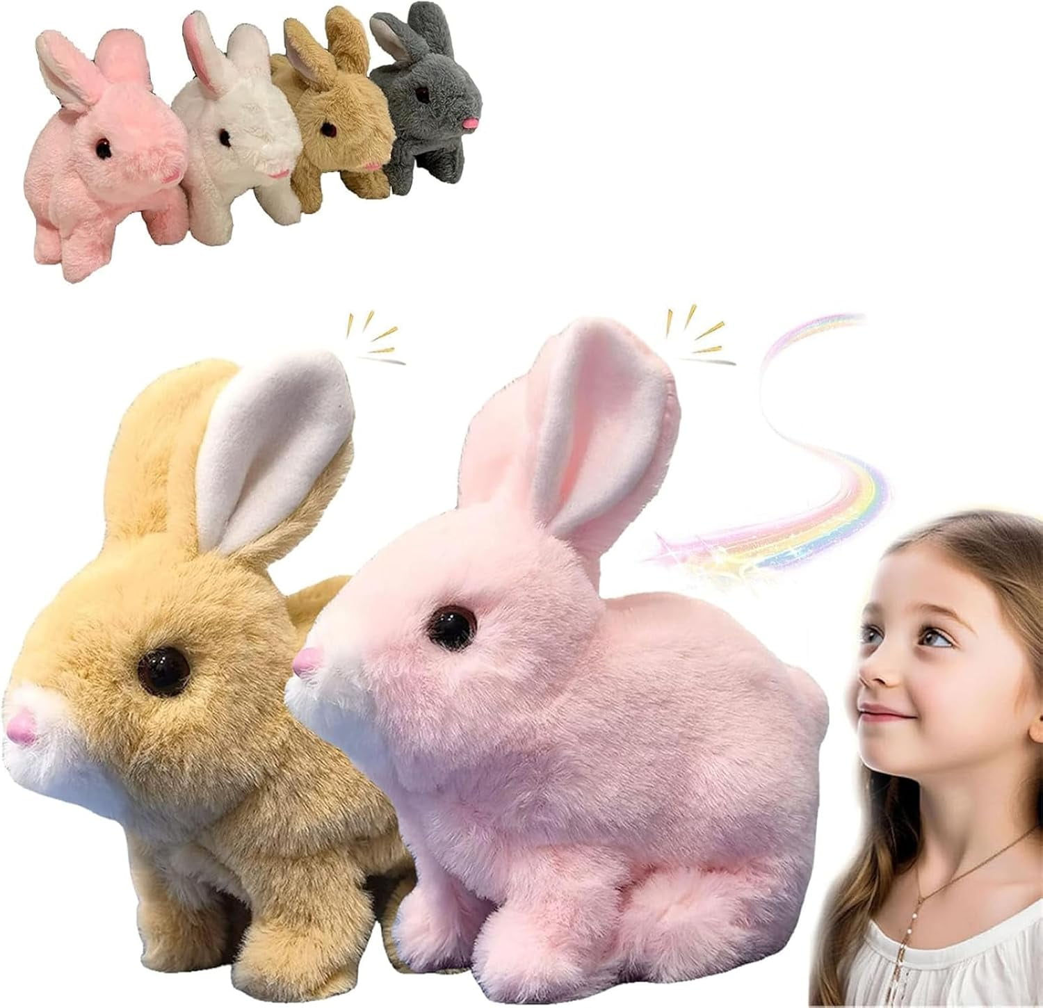 Guvpev 2Pcs Bunby - My Realistic Bunny Toys, Bunny Plush with Wiggles ...