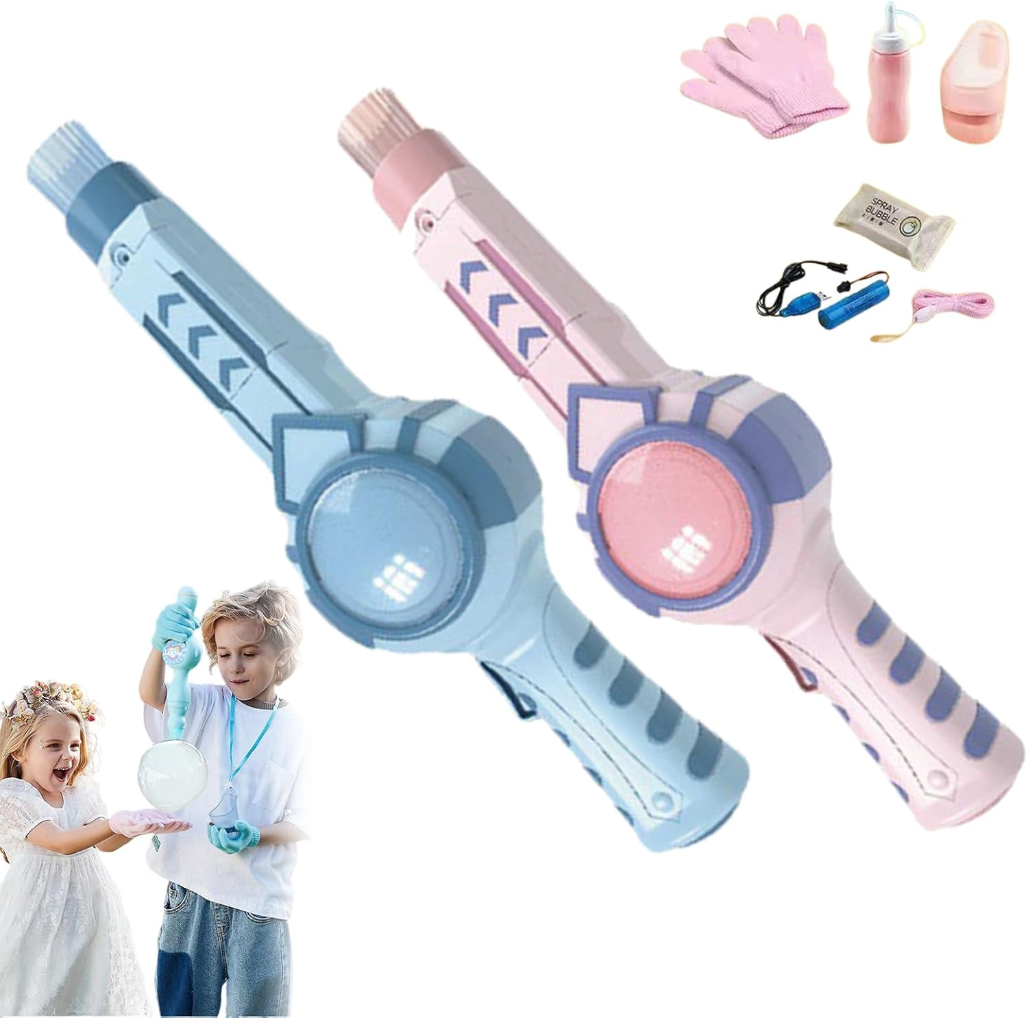 Guvpev 2Pcs Colorful Smoke Bubble Machine, Elastic Bubble Fog Wand ...