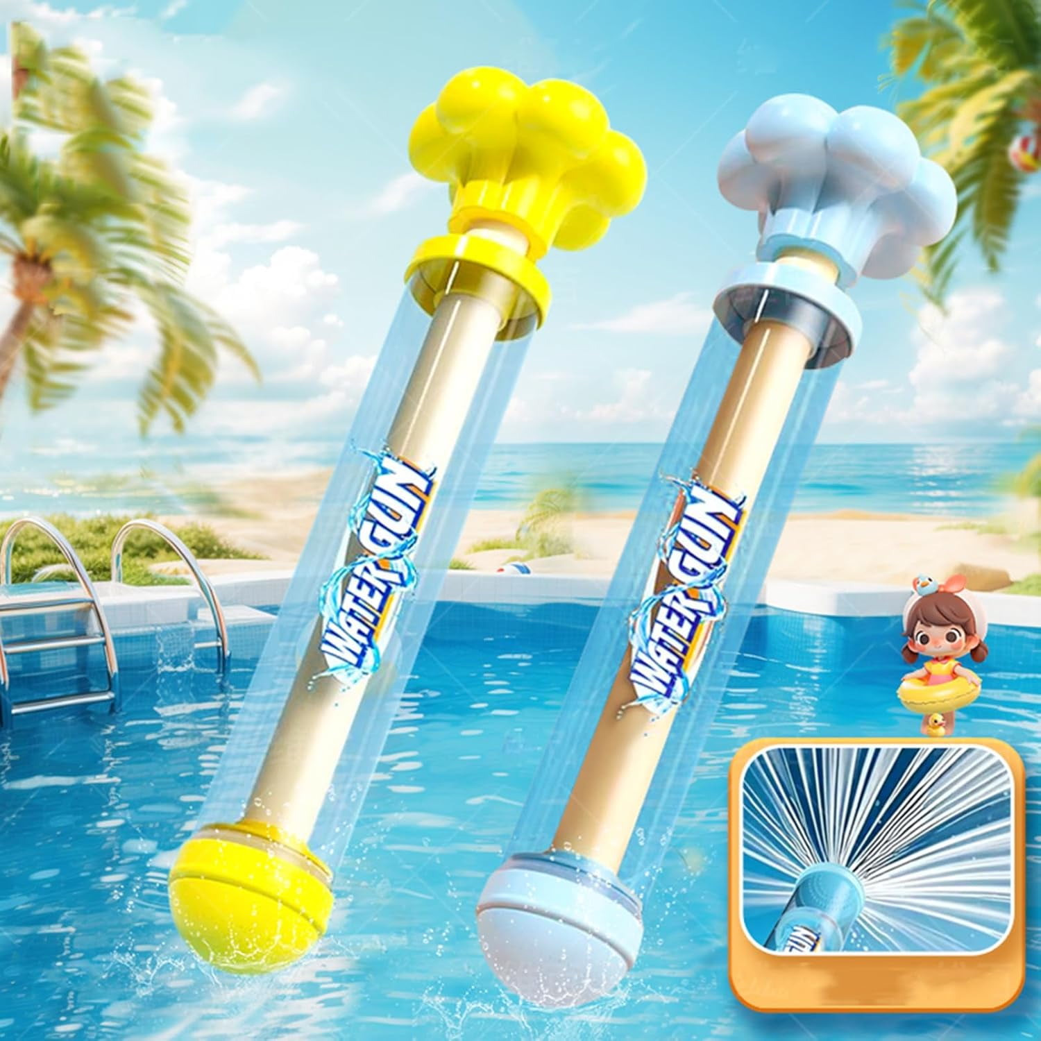 Guvpev 2Pcs Firework Water Gun, Pusher Type Fun Fireworks Water Jet ...