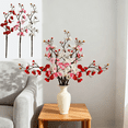 Guvpev 3-Pack Large Artificial Cherry Blossom Flower Branches(Red-3 ...