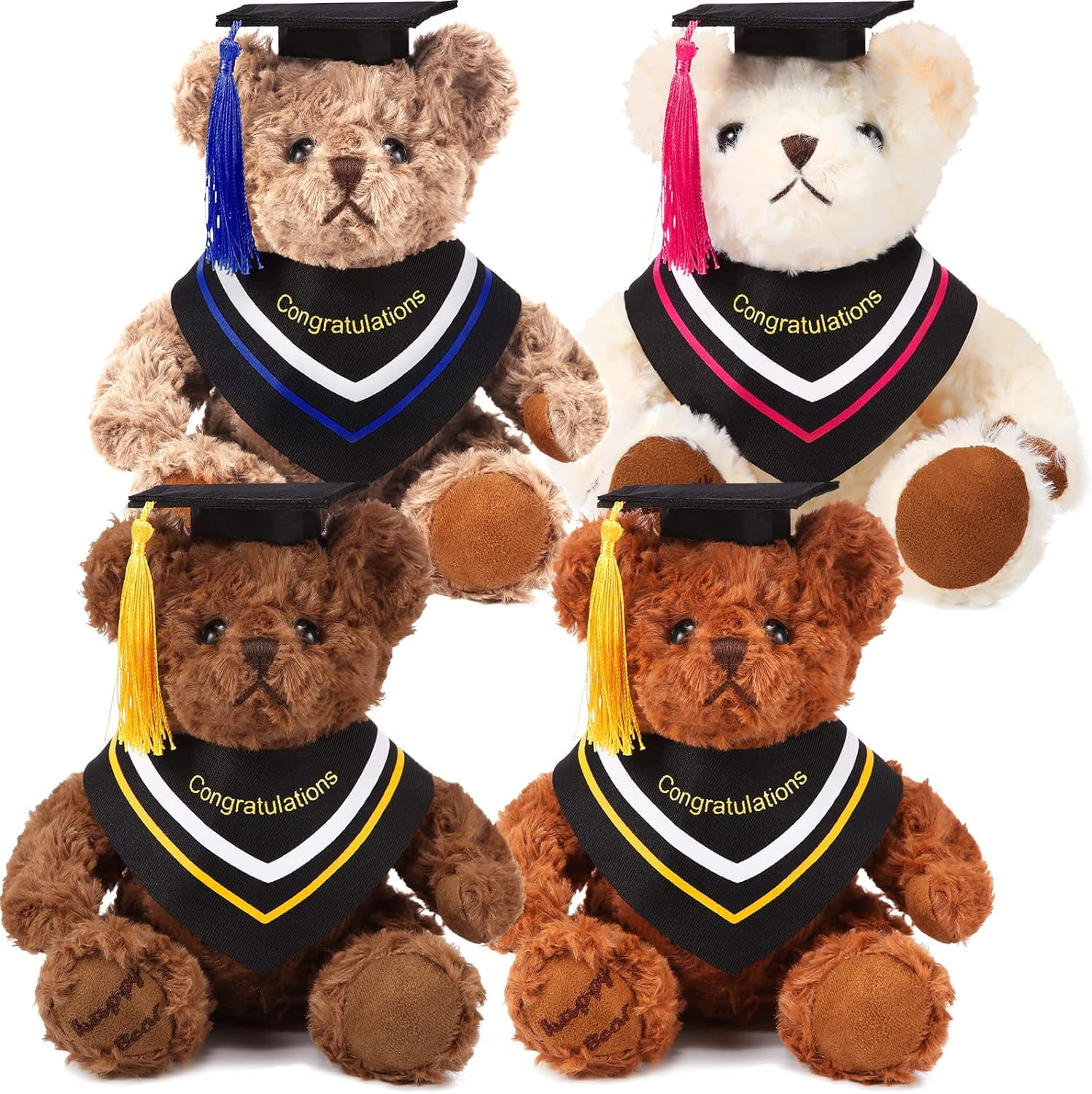 Guvpev 4 Pcs Graduation Bear 9 Inch Stuffed Animal Plush Bear Toys with ...