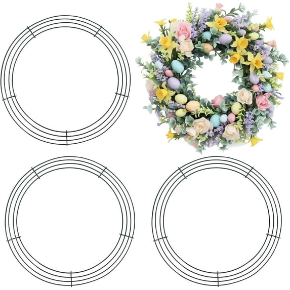 Guvpev 4Pcs Spring Wreath Frame 16" Metal Wreath Form Frame Green Round ...